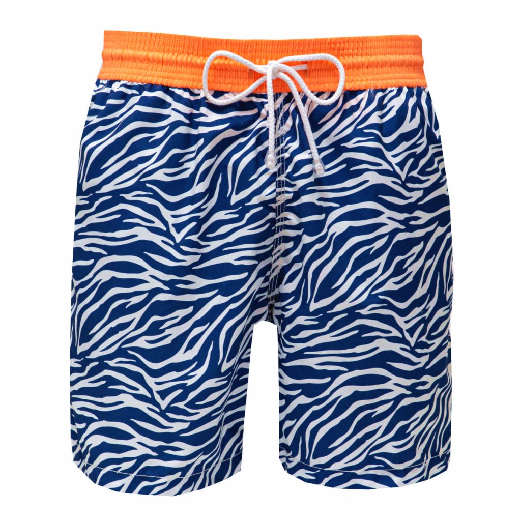 MEN SWIMWEAR CLASSIC Zebra Blue Neon Orange - Aqua Swimwear