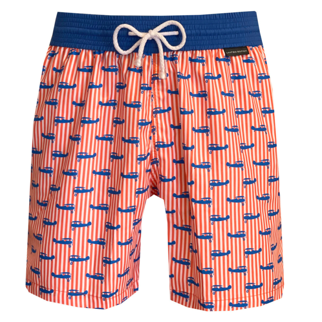 MEN SWIMWEAR LIMITED EDITION Stripe Planes blue - Aqua Swimwear